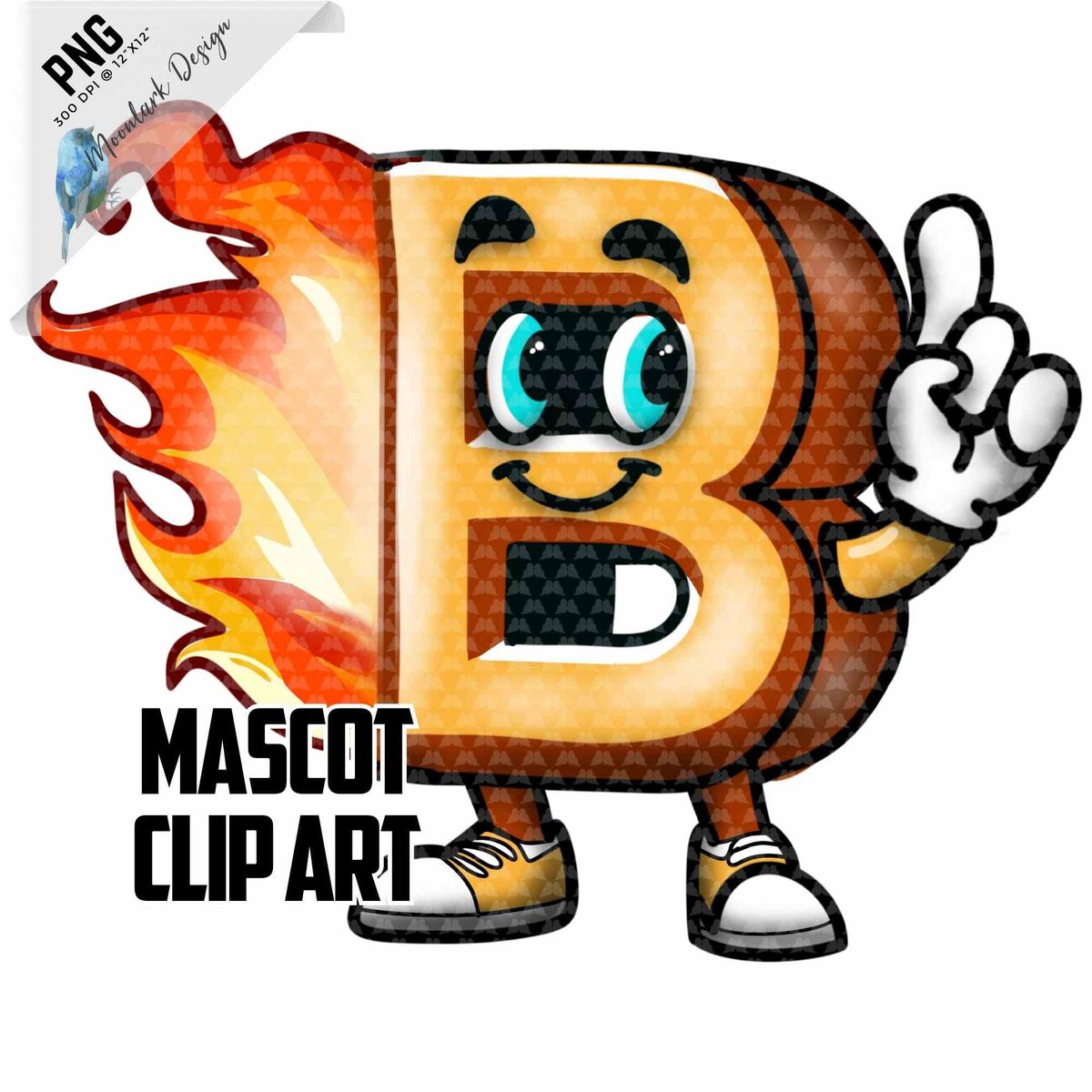 Flaming B Mascot PNG, School Spirit